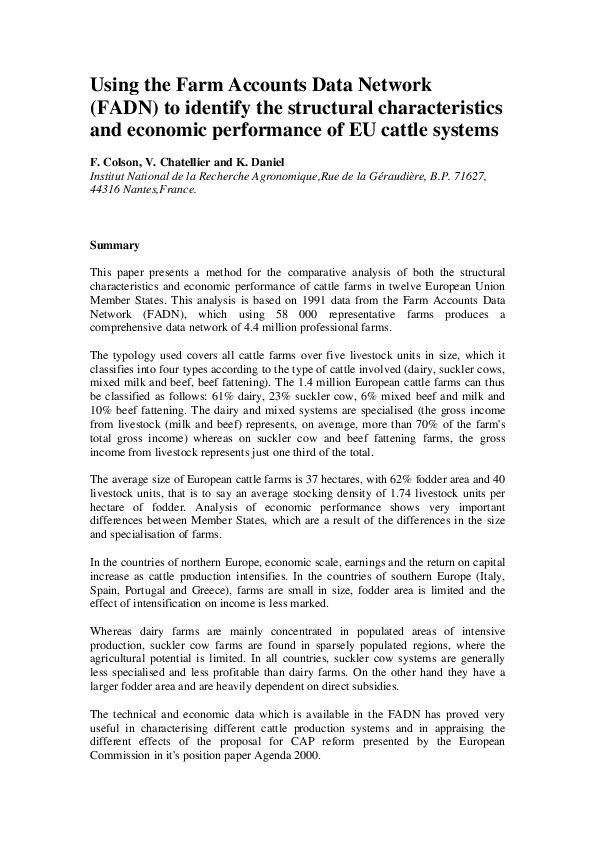 (PDF) Using the Farm Accounts Data Network (FADN) to identify the ...