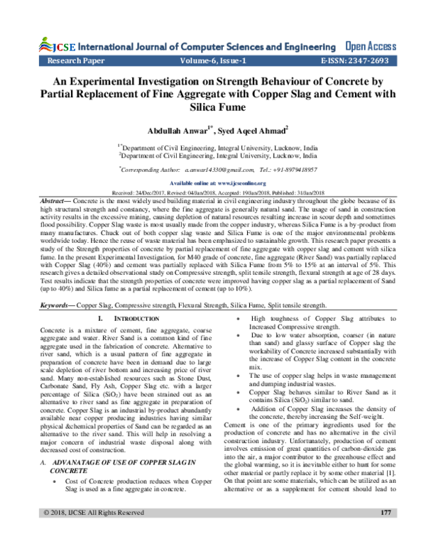 (PDF) An Experimental Investigation on Strength Behaviour of Concrete by Partial Replacement of ...