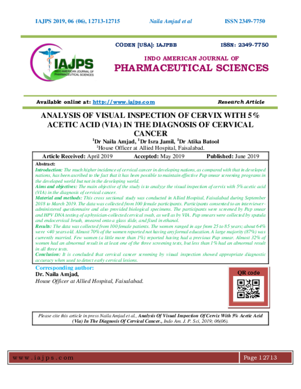 (PDF) A Comparative Analysis of Visual Inspection With Acetic Acid ...