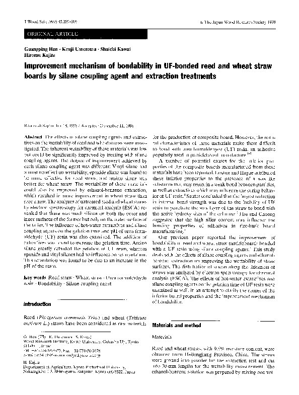 (PDF) Improvement mechanism of bondability in UF-bonded reed and wheat ...
