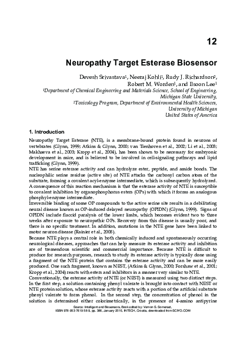 (PDF) Neuropathy Target Esterase Biosensor