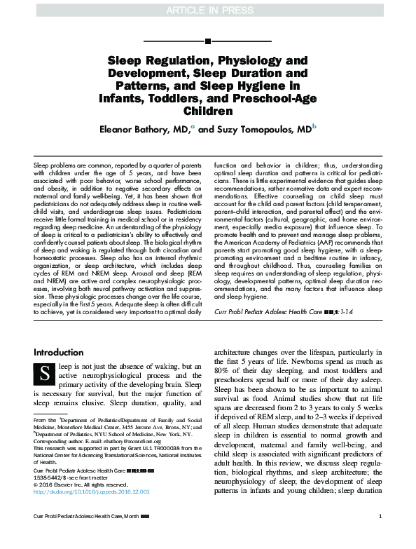(PDF) Sleep Regulation, Physiology and Development, Sleep Duration and ...