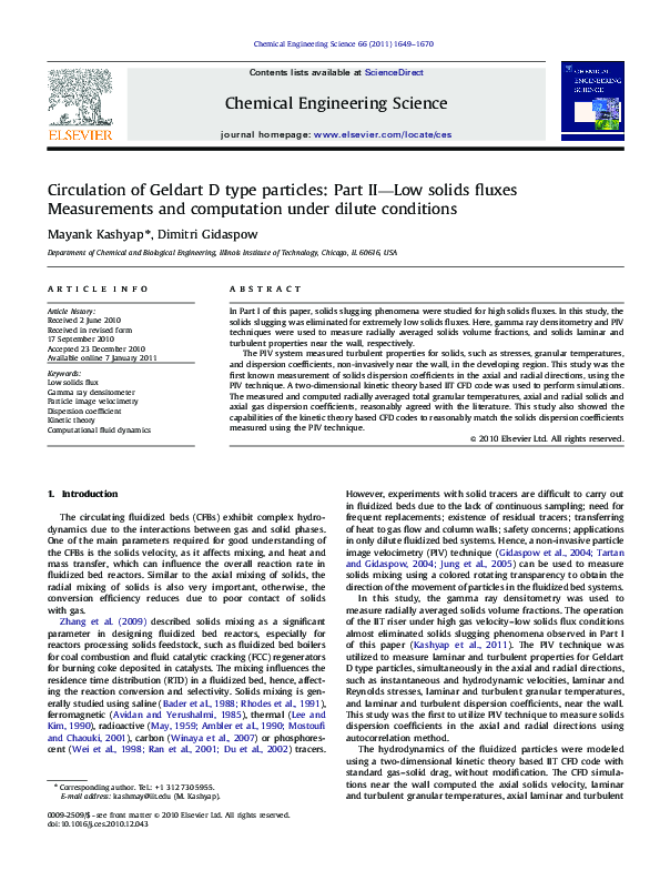 (PDF) Circulation of Geldart D type particles: Part II—Low solids fluxes