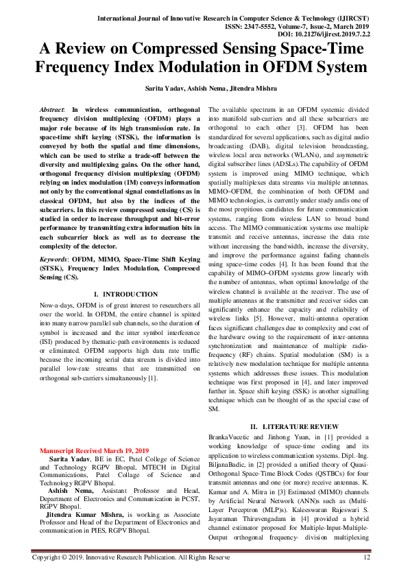 Pdf A Review On Compressed Sensing Space Time Frequency Index