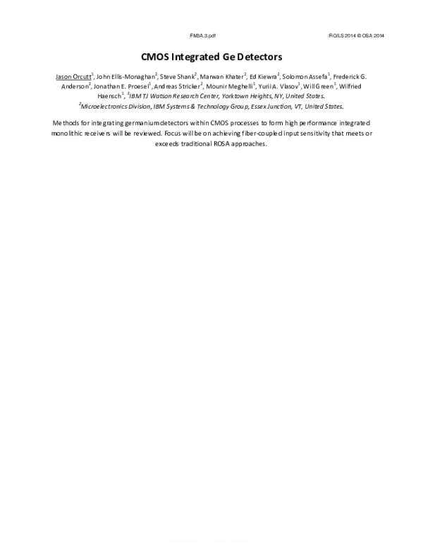 (PDF) CMOS Integrated Ge Detectors