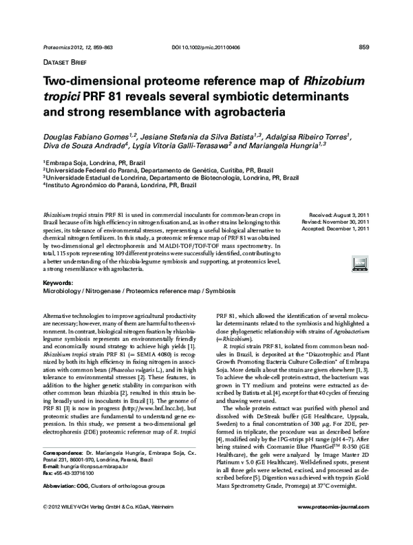 (PDF) Two-dimensional proteome reference map of Rhizobium tropici PRF ...