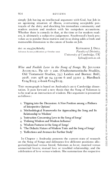 (PDF) Review of: Andruska, Jennifer L. Wise and Foolish Love in the ...