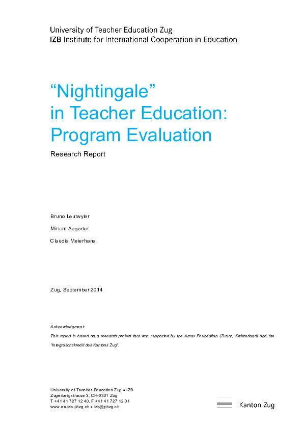 (PDF) “ Nightingale ” in Teacher Education : Program Evaluation Research Report