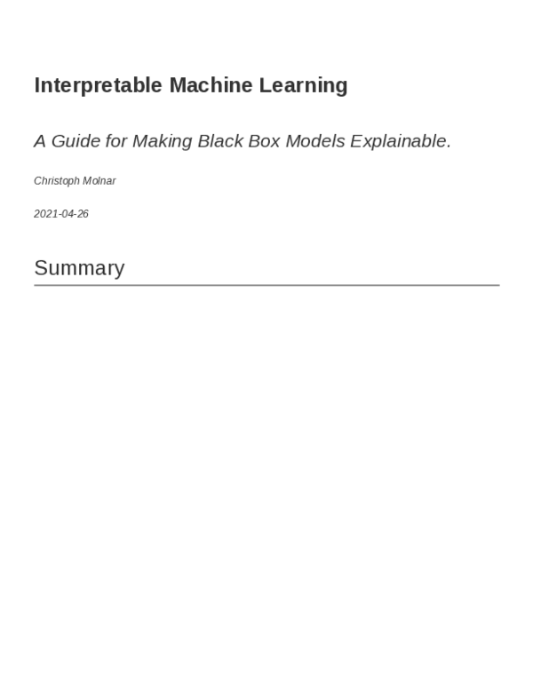 (PDF) Interpretable Machine Learning