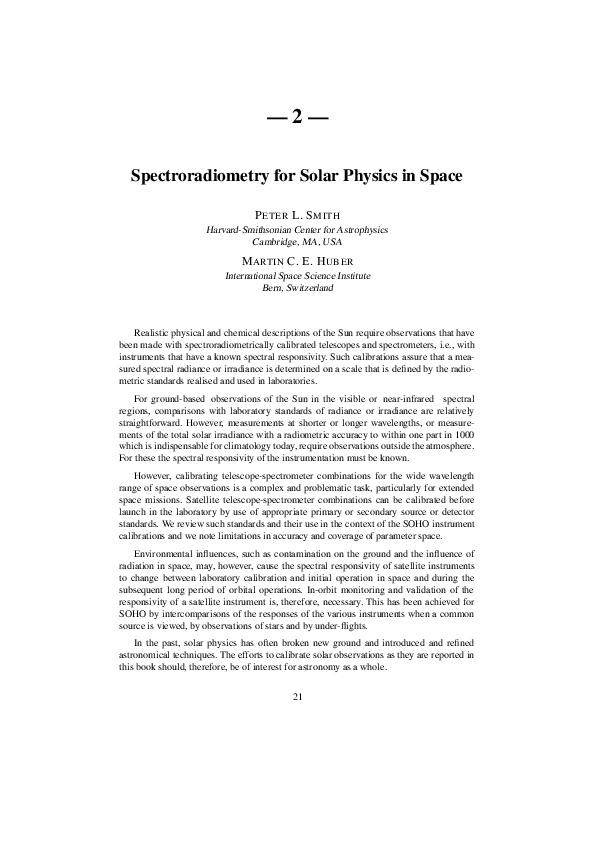 (PDF) Spectroradiometry for Solar Physics in Space
