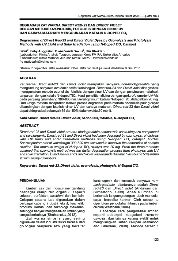 (PDF) DENGAN METODE OZONOLISIS, FOTOLISIS DENGAN SINAR UV DAN CAHAYA ...