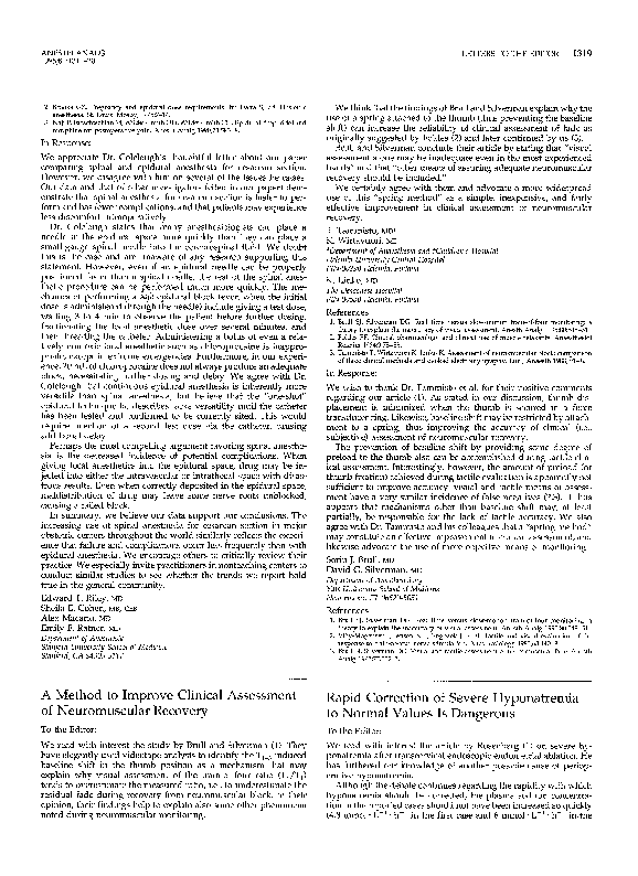 (PDF) A Method to Improve Clinical Assessment of Neuromuscular Recovery