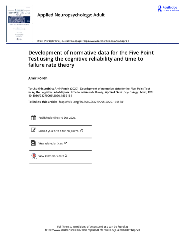(PDF) Development of normative data for the Five Point Test using the ...