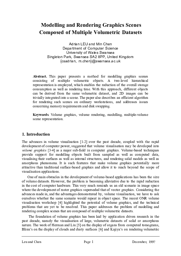 (PDF) Modelling and Rendering Graphics Scenes Composed of Multiple Volumetric Datasets