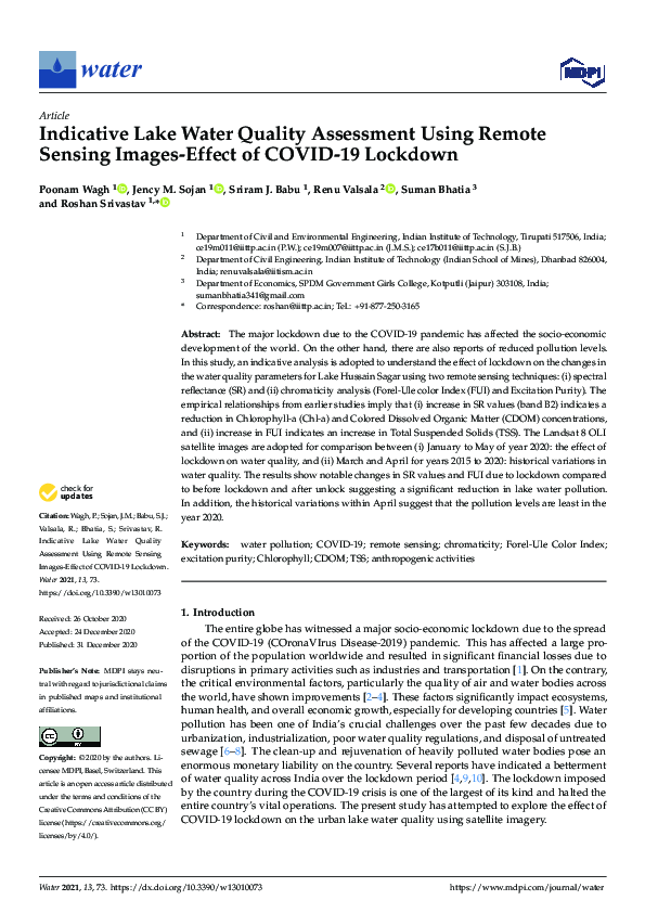 (PDF) Indicative Lake Water Quality Assessment Using Remote Sensing Images-Effect of COVID-19 ...