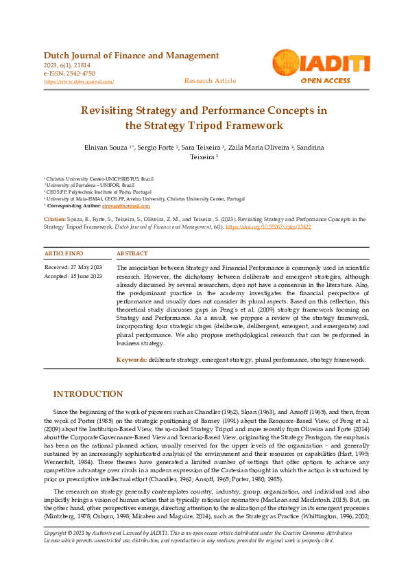 (PDF) Revisiting Strategy and Performance Concepts in the Strategy Tripod Framework