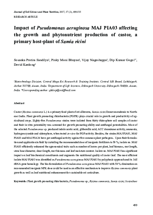 (PDF) Impact of Pseudomonas aeruginosa MAJ PIA03 affecting the growth ...
