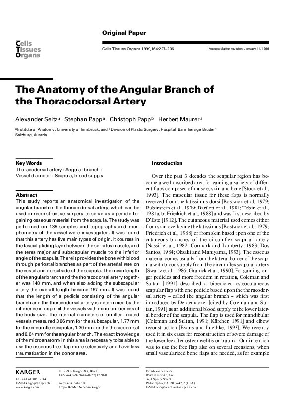 (PDF) The Anatomy of the Angular Branch of the Thoracodorsal Artery ...