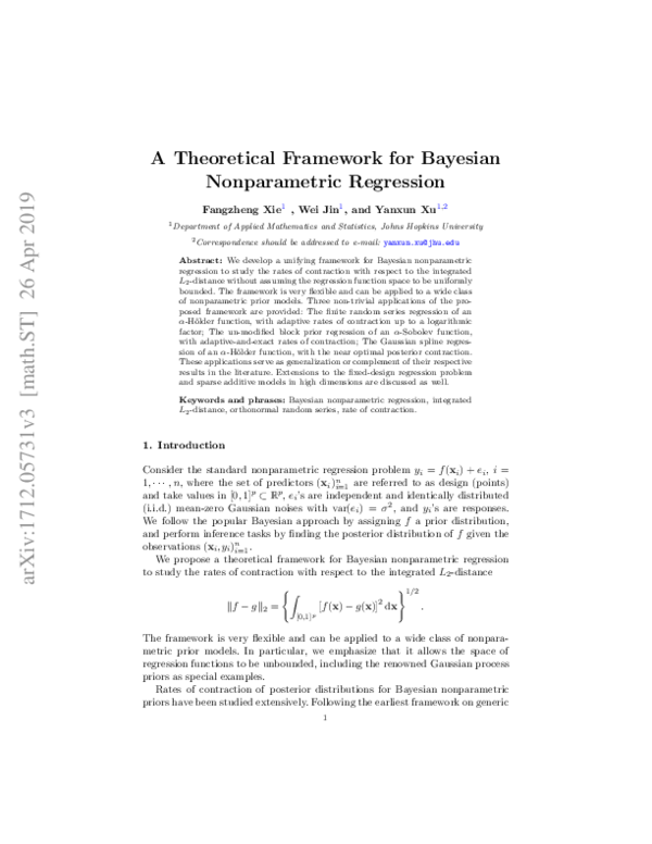 (PDF) A Theoretical Framework for Bayesian Nonparametric Regression ...