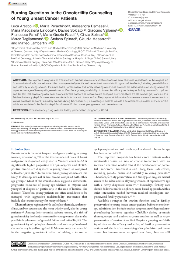 (PDF) Burning Questions in the Oncofertility Counseling of Young Breast ...