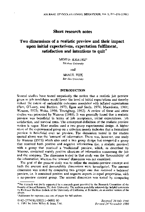 (PDF) Two dimensions of a realistic preview and their impact upon ...