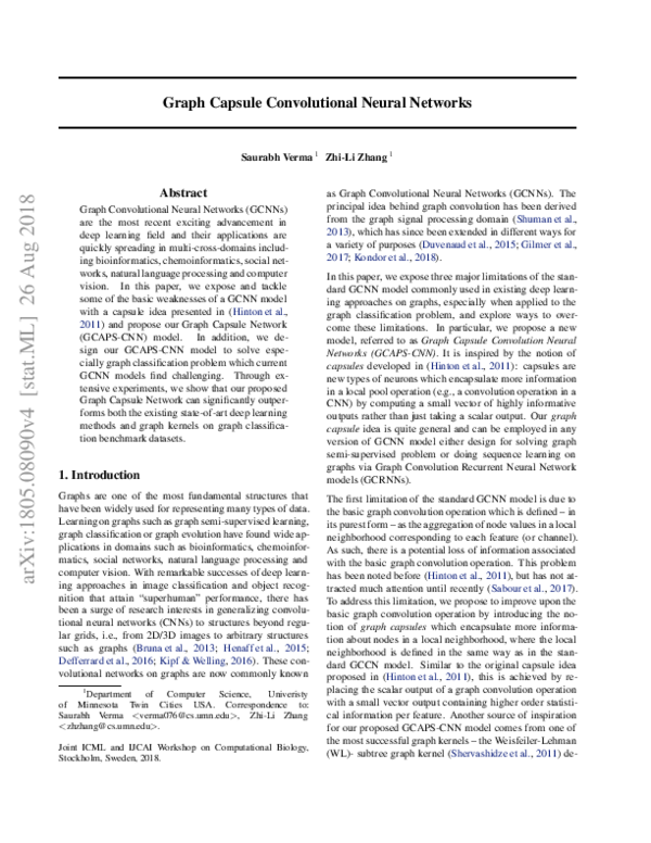 (PDF) Graph Capsule Convolutional Neural Networks