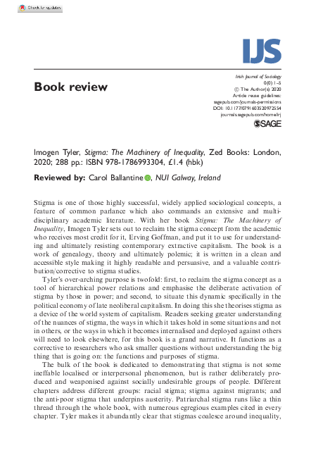 (PDF) Imogen Tyler, Stigma: The Machinery of Inequality