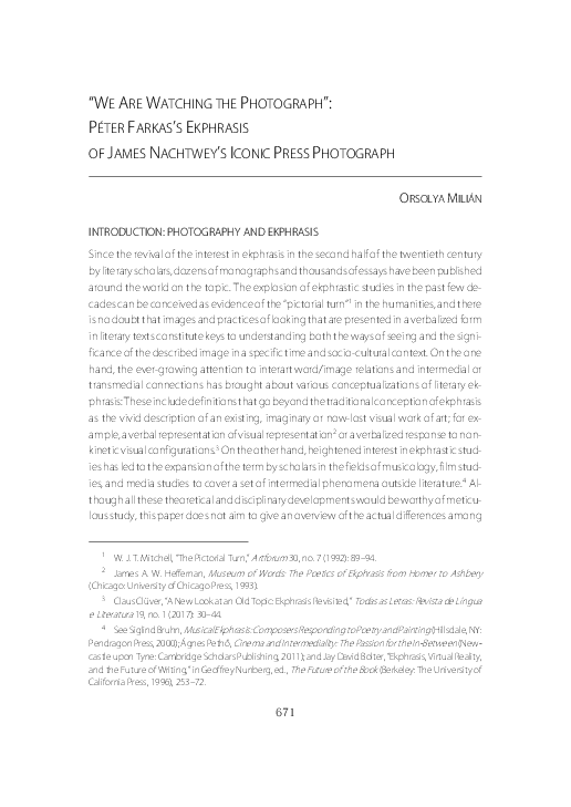 (PDF) "We are watching the photograph": Péter Farkas's Ekphrasis on ...