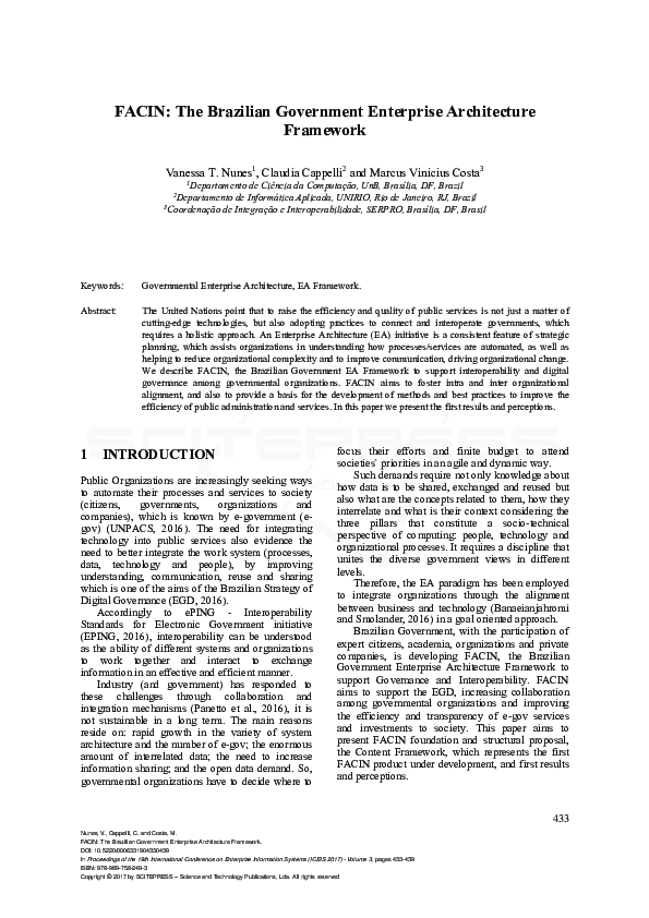 (PDF) FACIN: The Brazilian Government Enterprise Architecture Framework