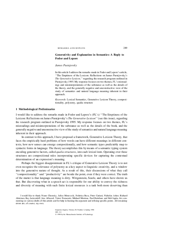 (PDF) Lexicon: Reflections on James Pustejovsky’s The Generative ...
