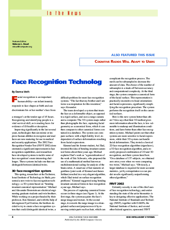 (PDF) Face recognition technology