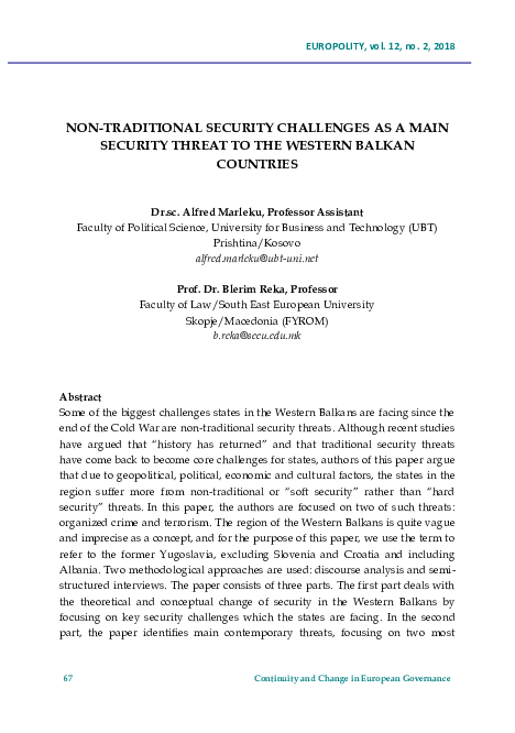 (PDF) Non-Traditional Security Challenges as a Main Security Threat to ...