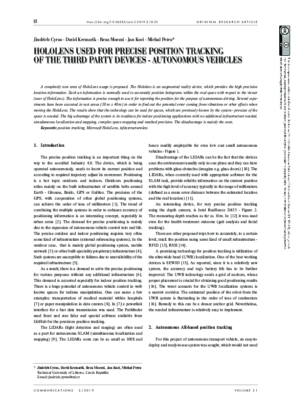 (PDF) Hololens Used for Precise Position Tracking of the Third Party ...