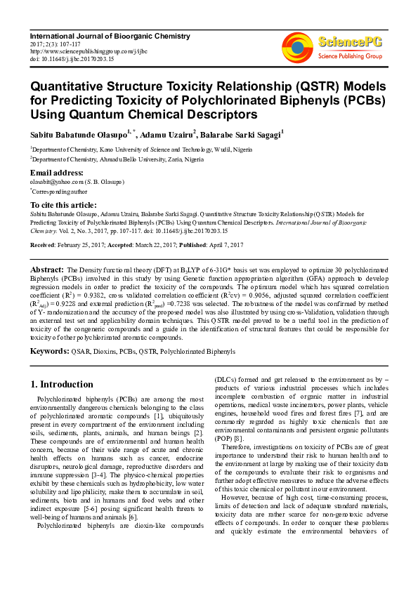 (PDF) Quantitative Structure Toxicity Relationship (QSTR) Models for ...