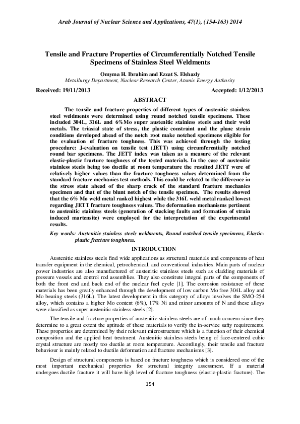 (PDF) Tensile and Fracture Properties of Circumferentially Notched Tensile Specimens of ...