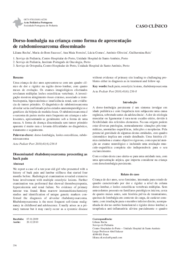 (PDF) Dorso-lombalgia na criança como forma de apresentação de ...