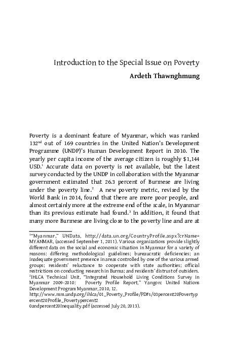 (PDF) Introduction to the Special Issue on Poverty