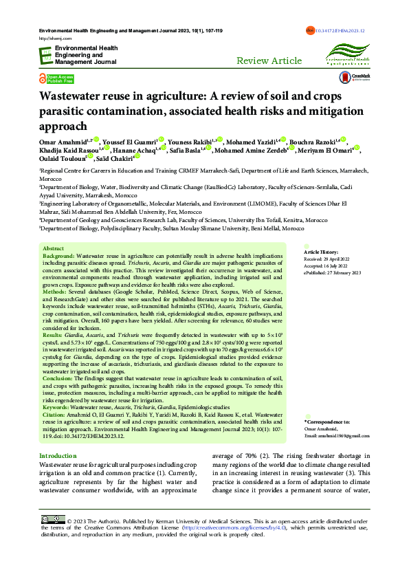 (PDF) Wastewater reuse in agriculture: A review of soil and crops ...