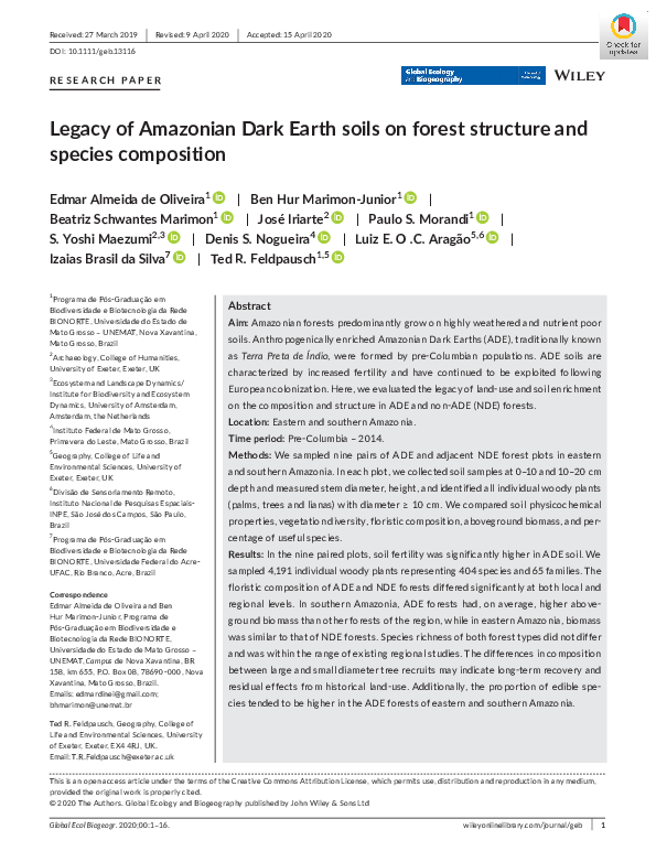 (PDF) Legacy of Amazonian Dark Earth soils on forest structure and ...