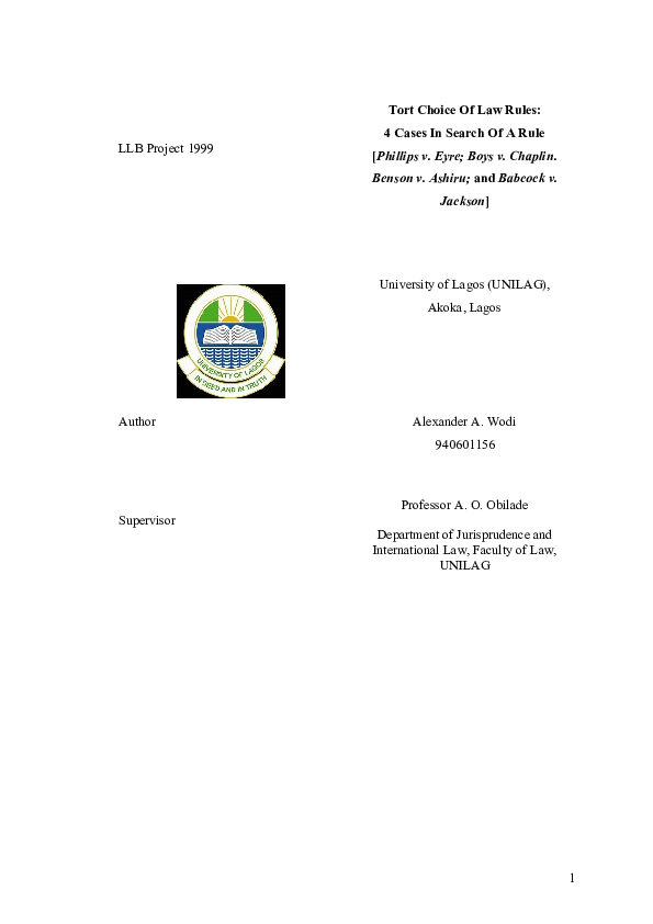 (PDF) Tort Choice Of Law Rules: 4 Cases In Search Of A Rule [Phillips v ...