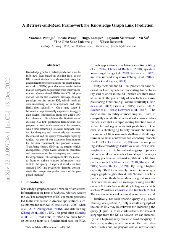 (PDF) A Retrieve-and-Read Framework for Knowledge Graph Link Prediction
