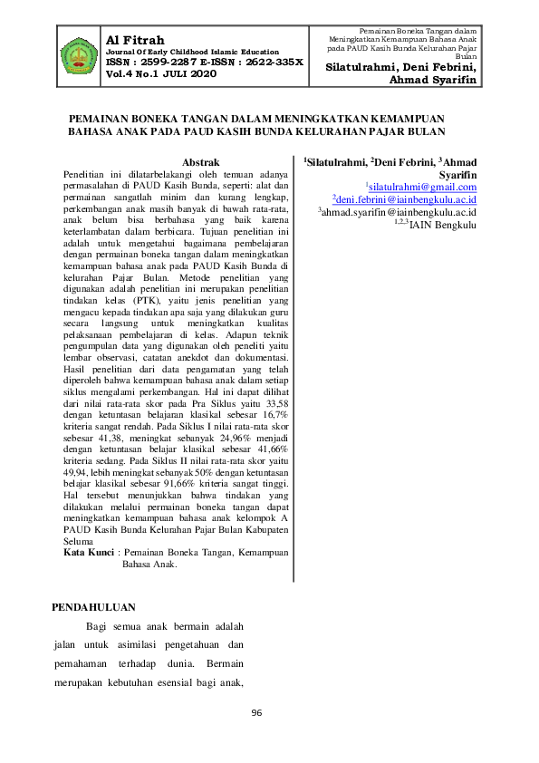 (PDF) Pemainan Boneka Tangan Dalam Meningkatkan Kemampuan Bahasa Anak ...