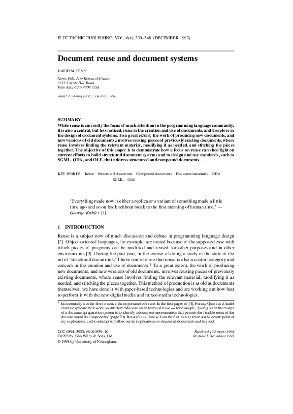 (PDF) Document reuse and document systems