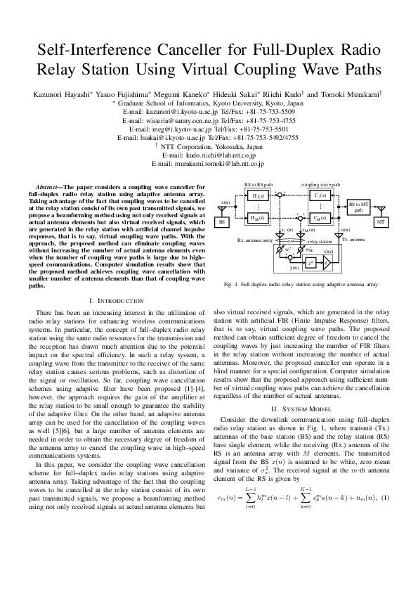(PDF) Self-interference canceller for full-duplex radio relay station using virtual coupling ...