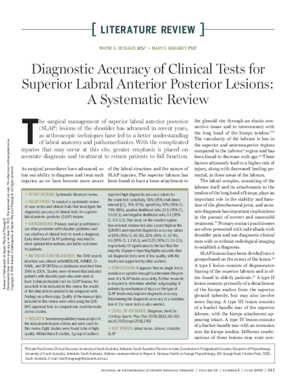 (PDF) Diagnostic Accuracy of Clinical Tests for Superior Labral ...
