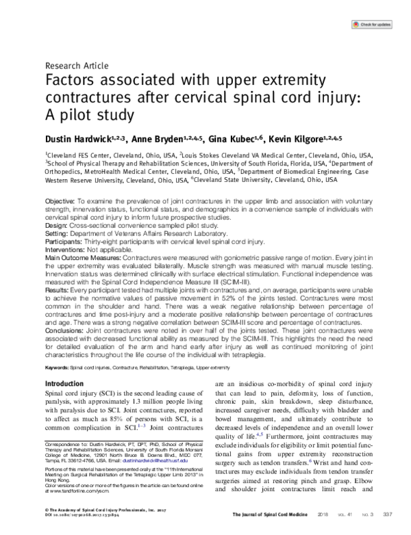 (PDF) Factors associated with upper extremity contractures after ...