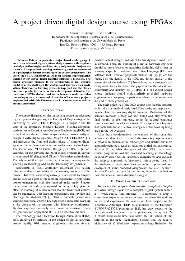 (PDF) A project driven digital design course using FPGAs