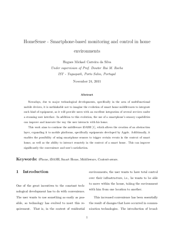 (PDF) HomeSense-Smartphone-based monitoring and control in home ...