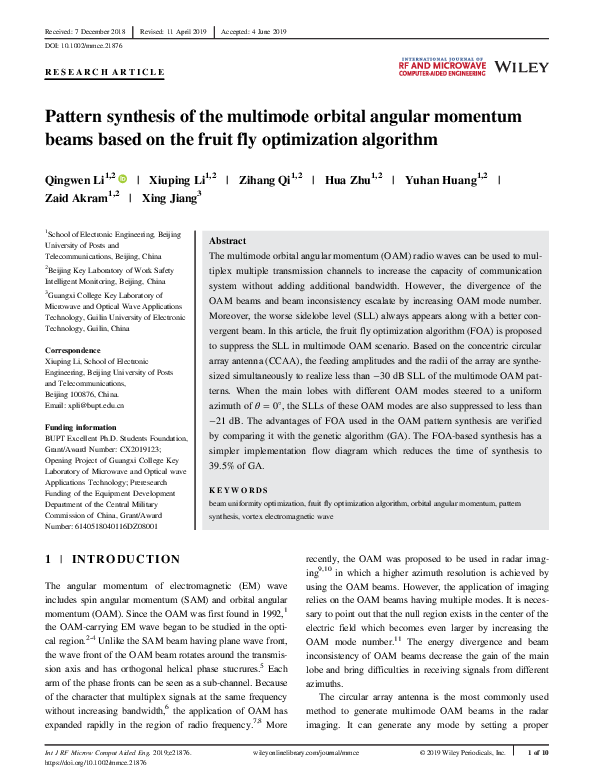 Pdf Pattern Synthesis Of The Multimode Orbital Angular Momentum Beams Based On The Fruit Fly 4550
