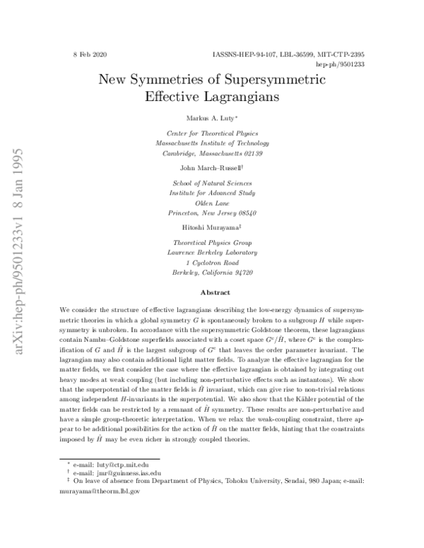 (PDF) New symmetries of supersymmetric effective Lagrangians | Hitoshi ...